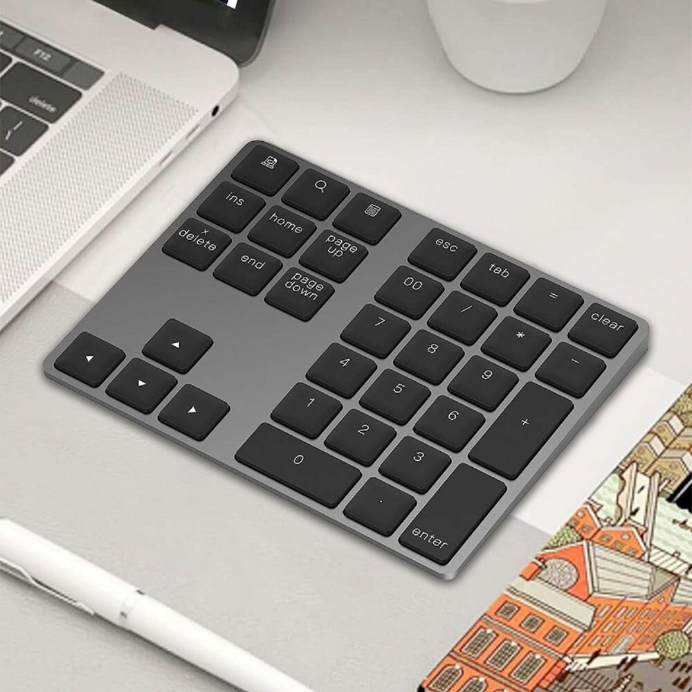 Беспроводная клавиатура с Bluetooth и аккумулятором, тонкая, 34 клавиши, подходит для ввода данных на Macbook, MacBook Air/Pro, iMac, ноутбуках Windows, Surface Pro и других устройствах