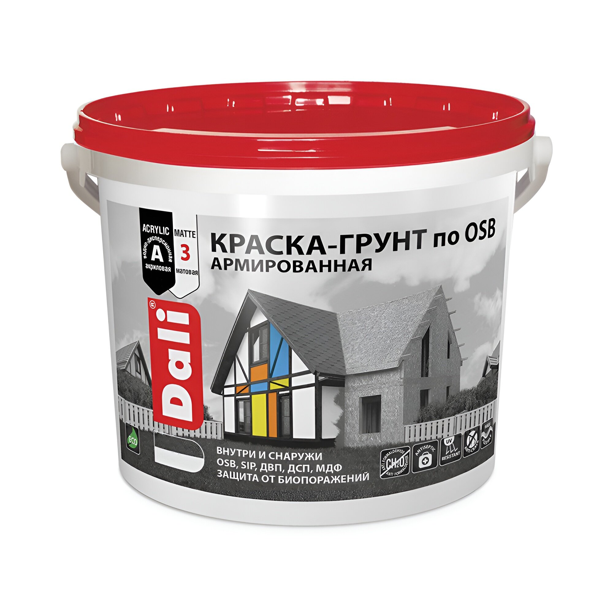 Краска-грунт по OSB Dali, армированная, матовая, база C, бесцветная, 3 кг