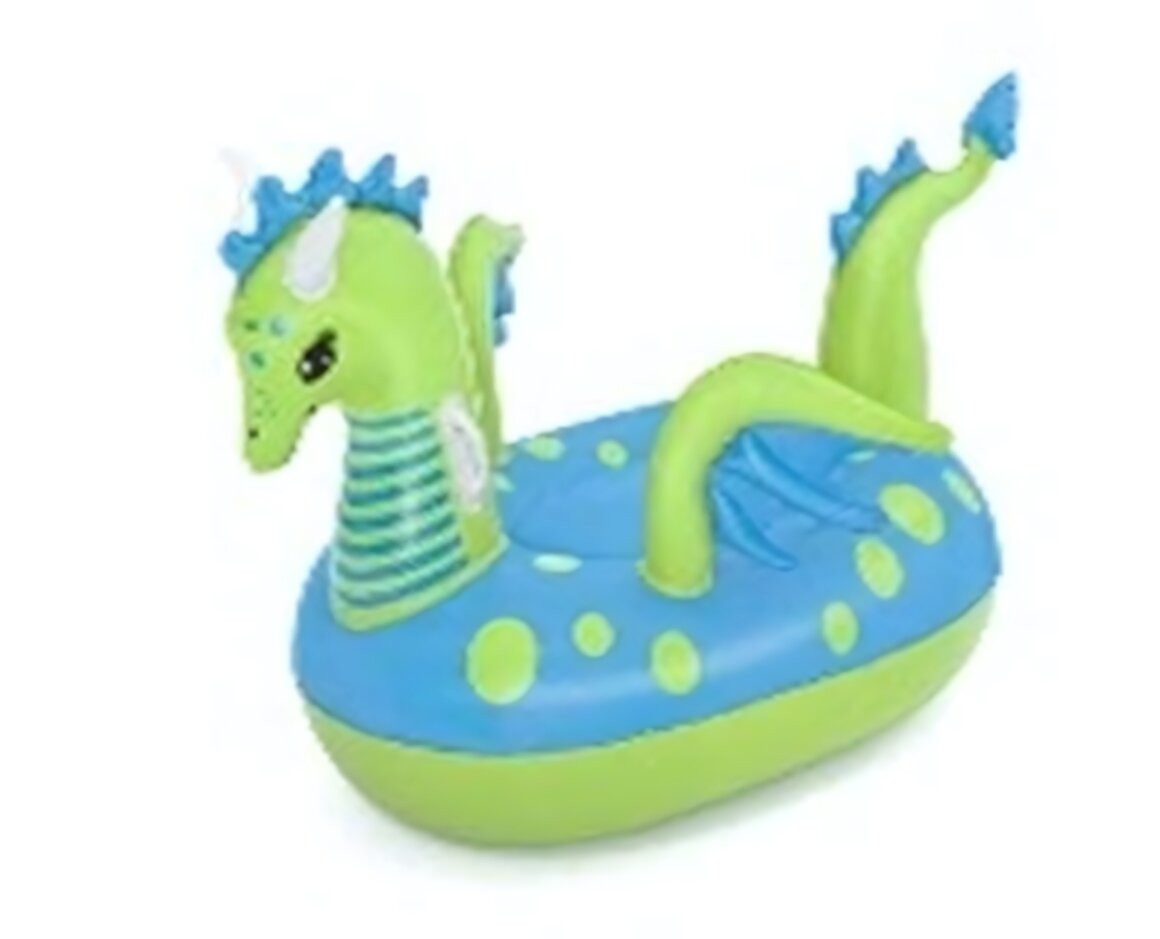 Надувной матрас-дракон "дракон" 134х142см, зеленый/голубой, для детей