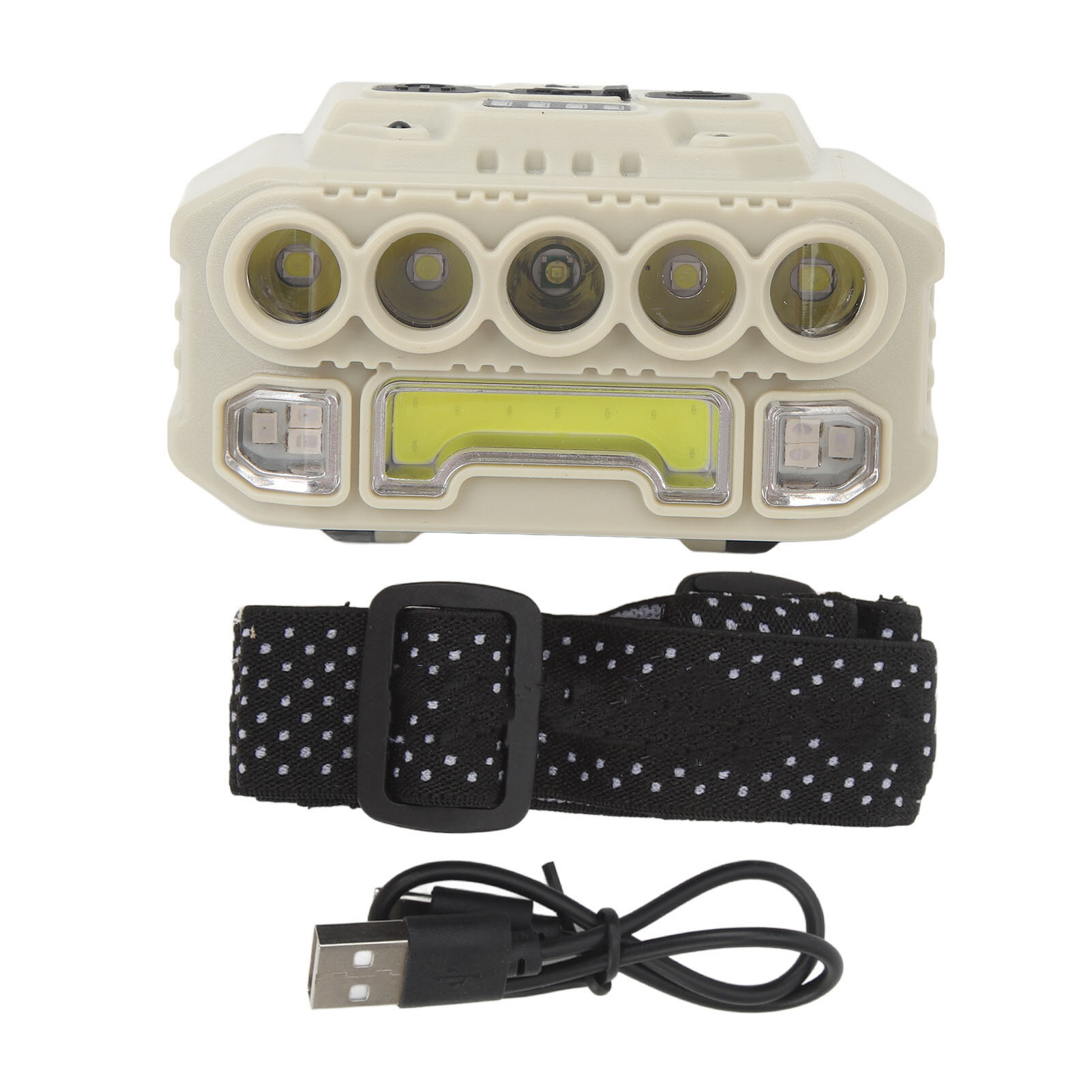 Сверхъяркий налобный фонарь с USB-зарядкой, датчиком движения и индикатором заряда, портативный, для использования на открытом воздухе.