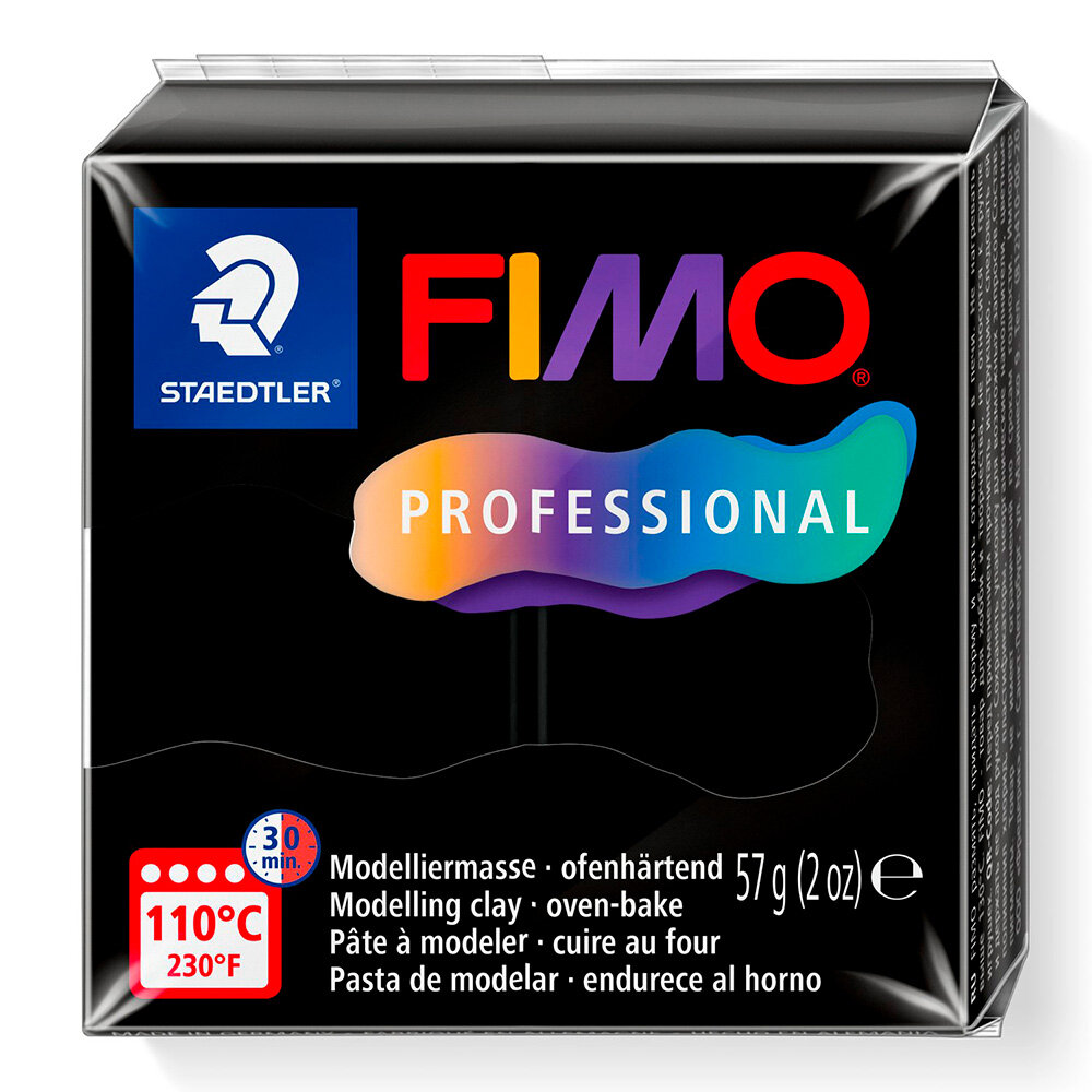 Глина полимерная для лепки Fimo Рrofessional, запекаемая, 57 гр, черный.