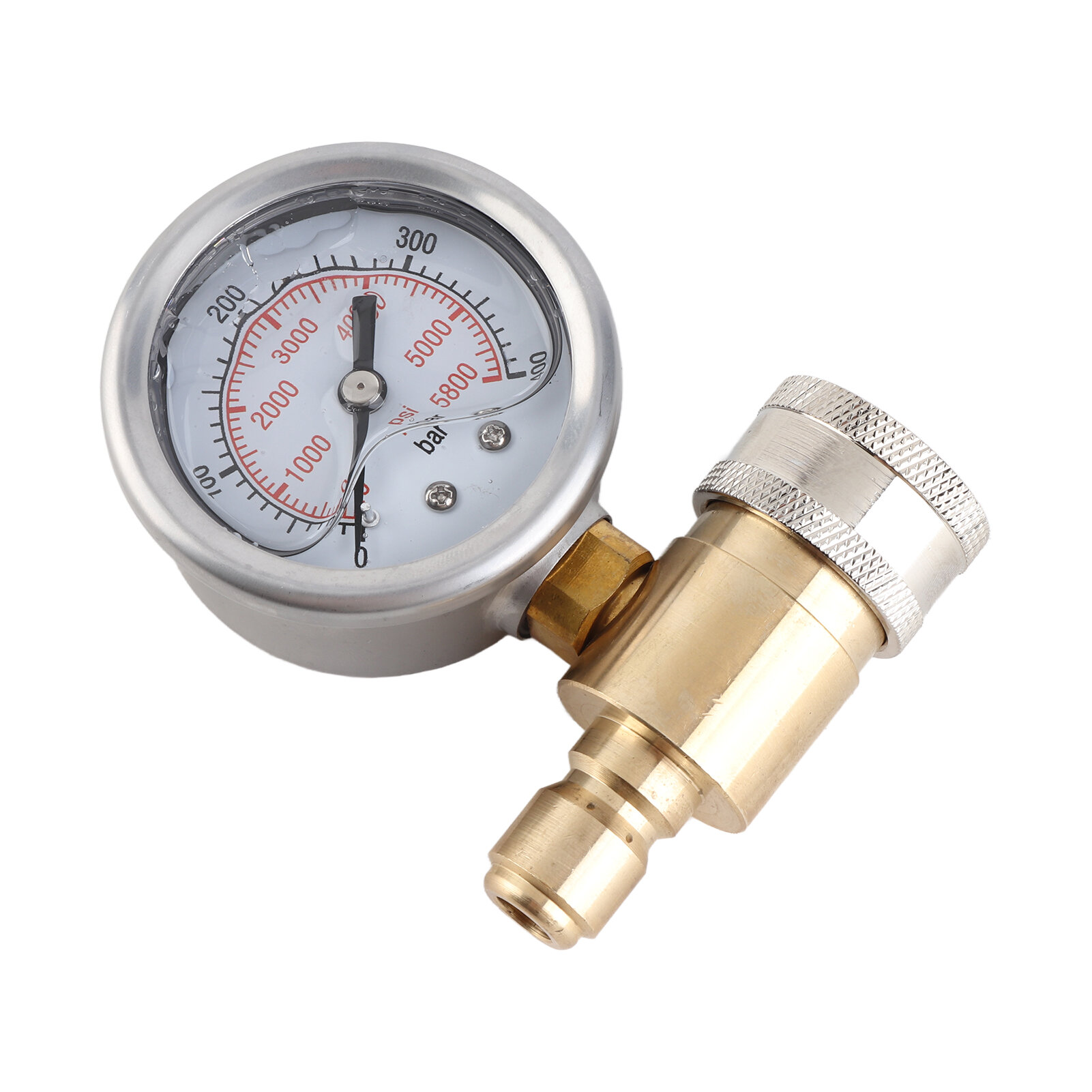 Манометр высокого давления 3/8 дюйма. Для моек, быстроразъемный, противоударный, до 5800 PSI.