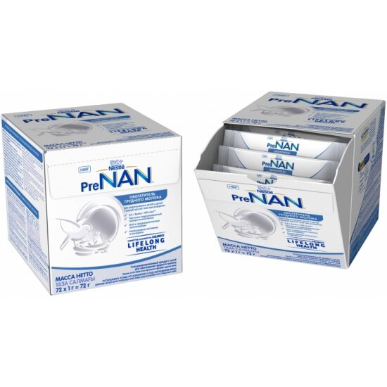 Обогатитель грудного молока Nan Pre® HMF (ПреНАН) для недоношенных и маловесных детей 72 г (72 саше по 1 г)