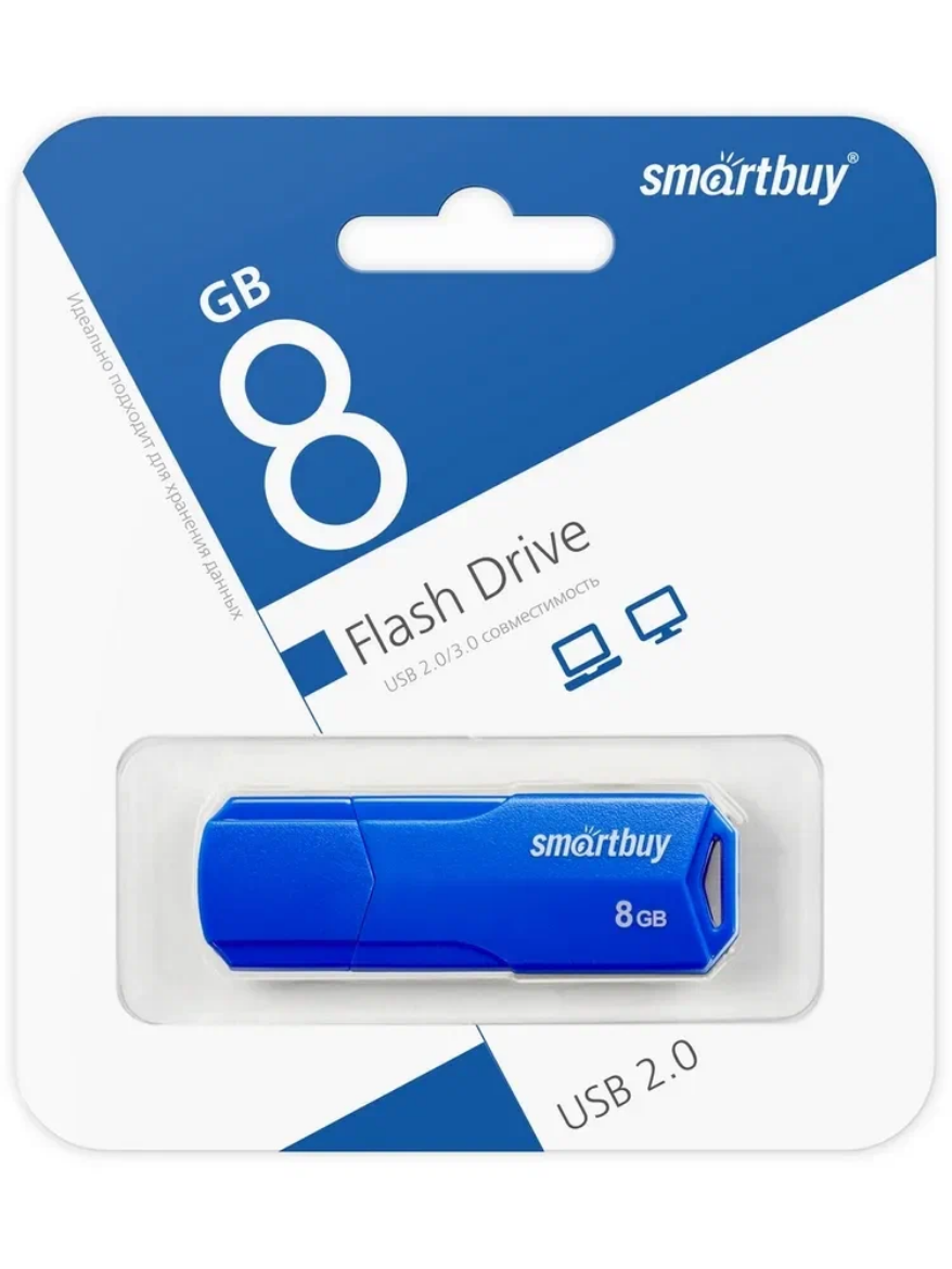USB флеш накопитель 8 Gb SmartBuy CLUE Blue (SB8GBCLU-BU), синий
