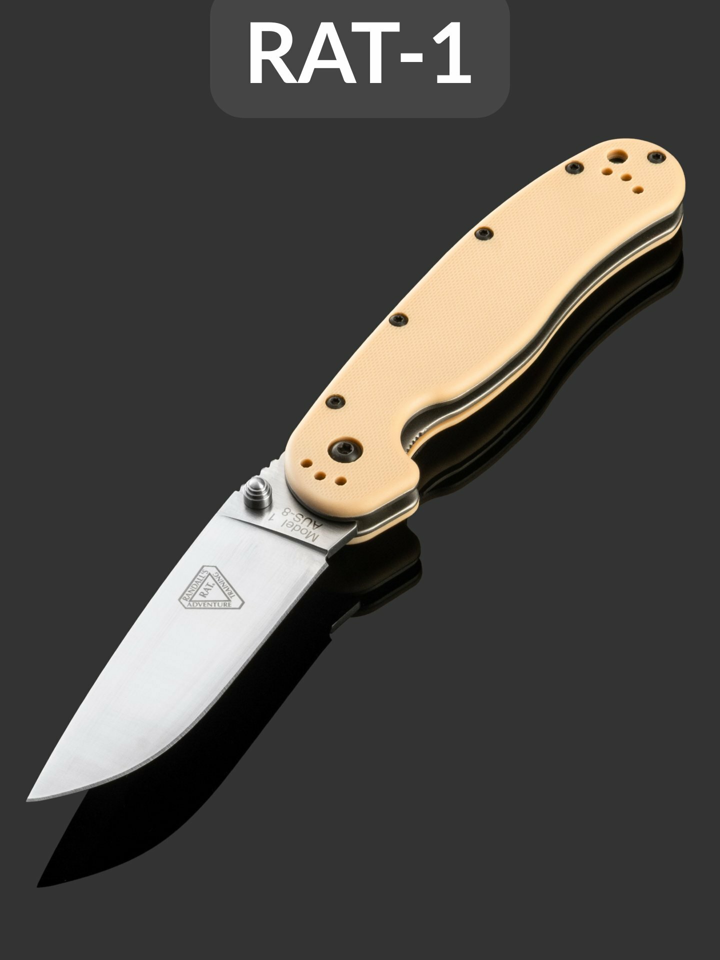 Складной нож Ontario RAT-1 Satin ON8848DT, сталь AUS-8, рукоять Desert Tan GRN