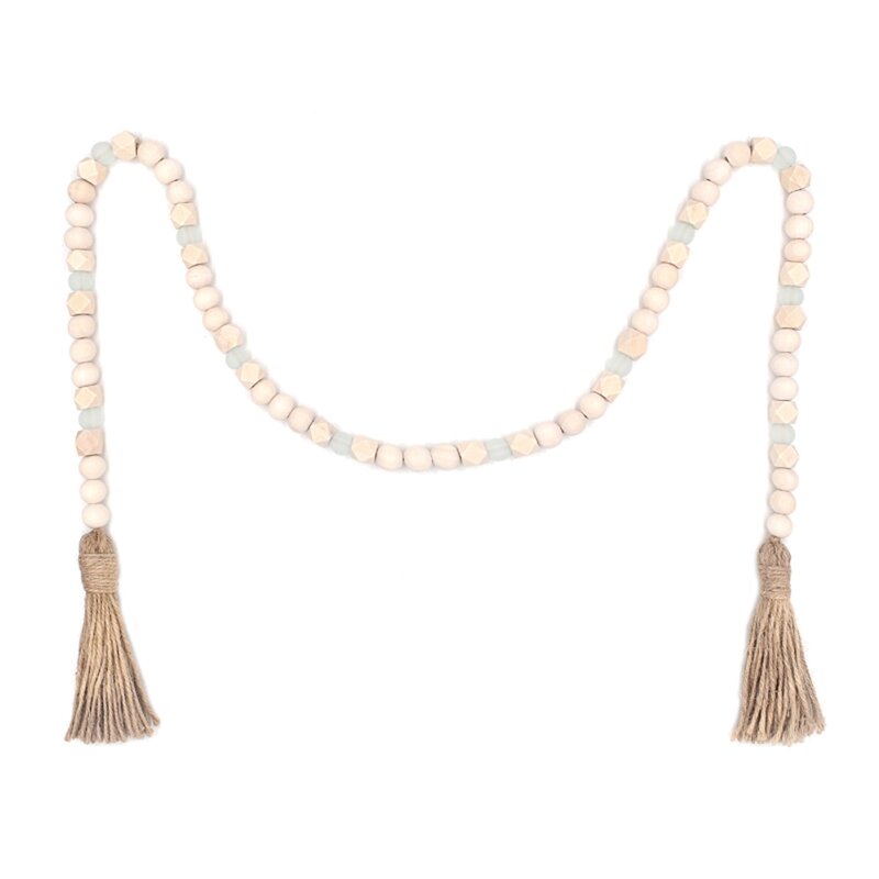 Деревянная Гирлянда из Бисера с Кисточками, Геометрическими Поделками Из Дерева и Прозрачными Акриловыми Бусинками Карамельного Цвета, Деревенский Многоуровневый Декор Для Подноса