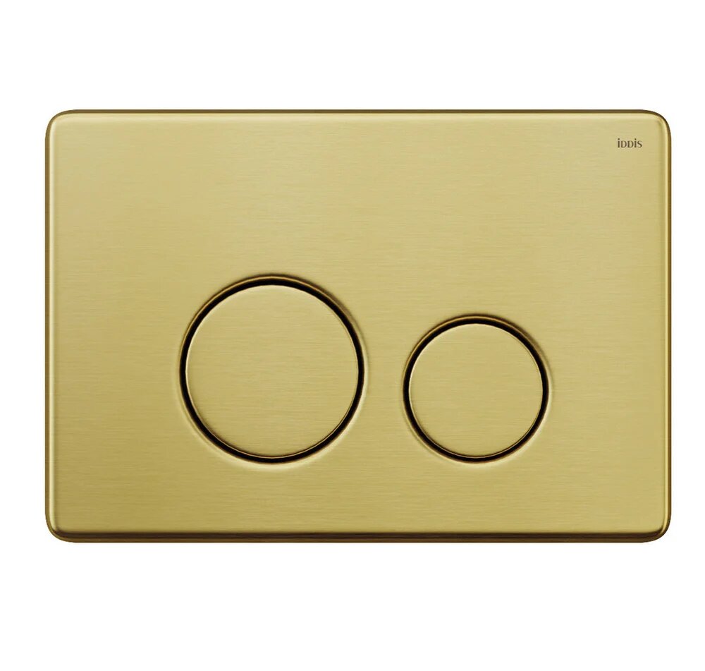 Кнопка смыва для унитаза IDDIS Unisteel UNS01GGi77 золотая, матовая, кнопка для инсталляции, из нержавеющей стали, двойной смыв