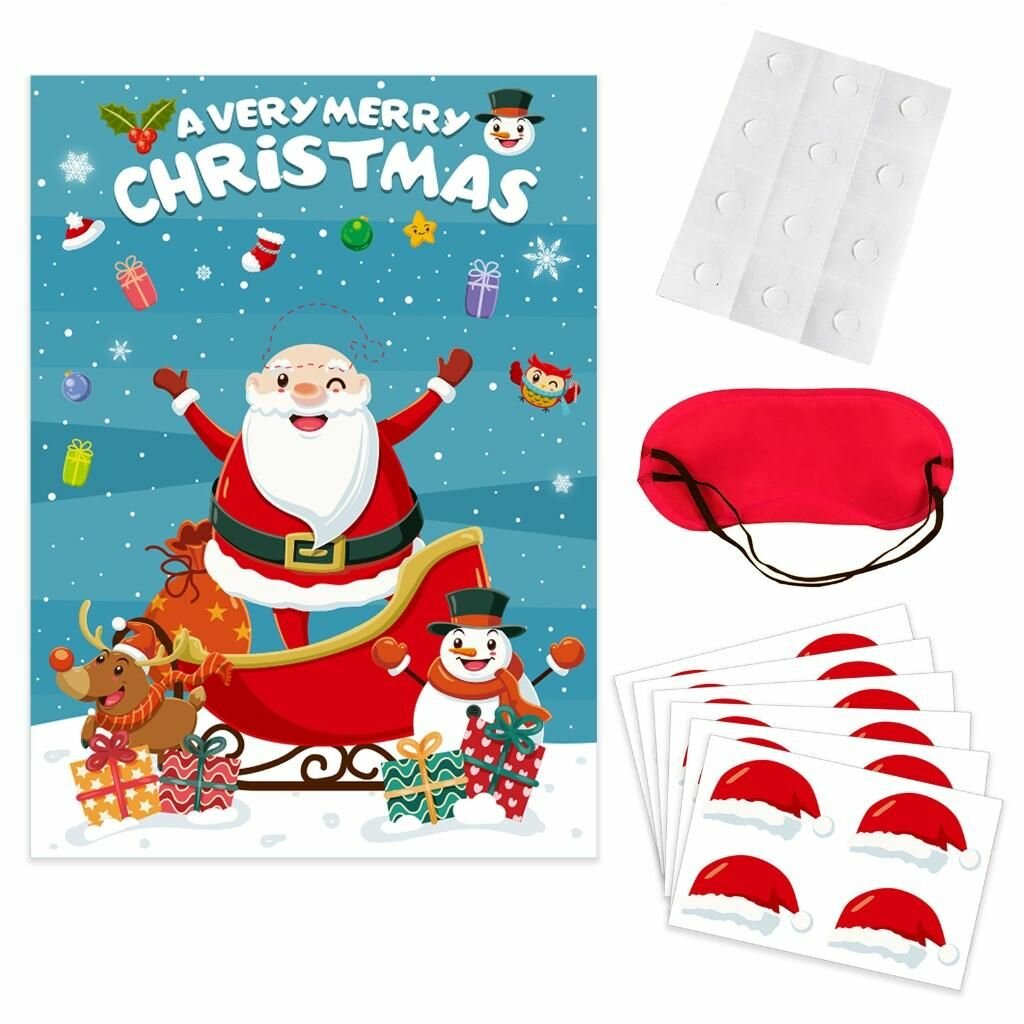Рождественская игра с наклейками с завязанными глазами-900600601sdlr