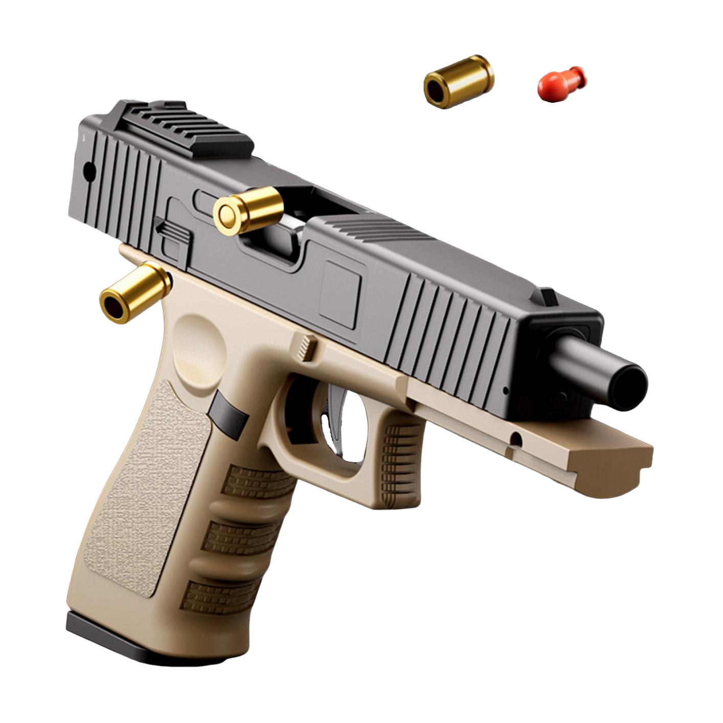 Fully automatic reloading and shell throwing continuous glock launcher, Glock, high-quality plastic, 14+, 8-10M, manual burst, trig/ger can be fired, can be pulled continuously, one-but/ton ejection, soft bullet firing