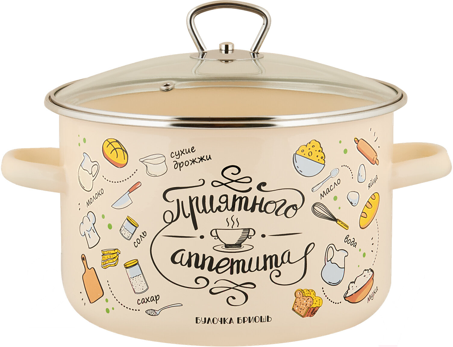 Кастрюля эмалированная с крышкой 5.5л, 1RD221S