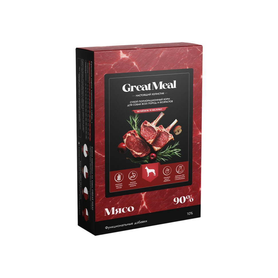 Сухой корм Great Meal Холистик для собак всех пород и возрастов с ягненком и яблоком - 400 г