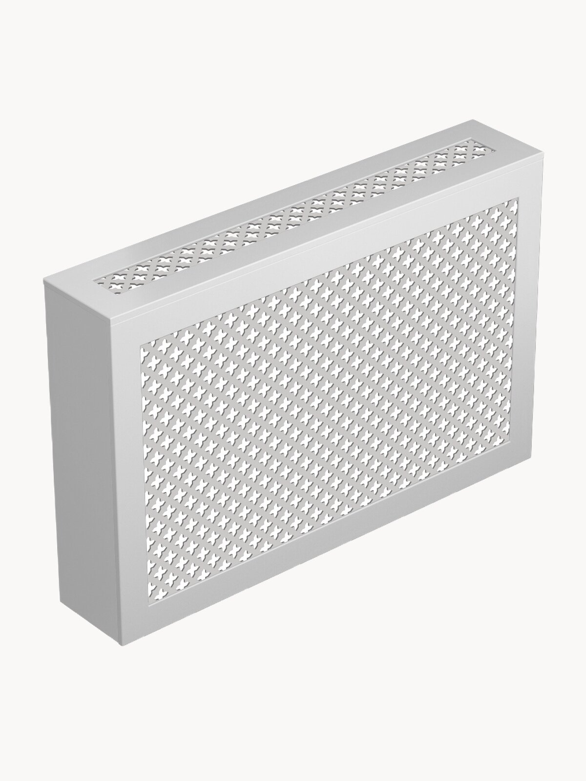 Экран для радиатора, на батарею отопления 500х620х180 мм (50х62х18 см) короб с фигурным профилем Pro Lux Лотос белый МДФ