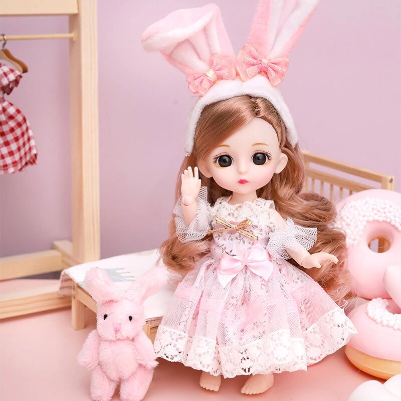 Whiteroom Мини-кукла 13 пластиковая Розовый, doll with clothes 05
