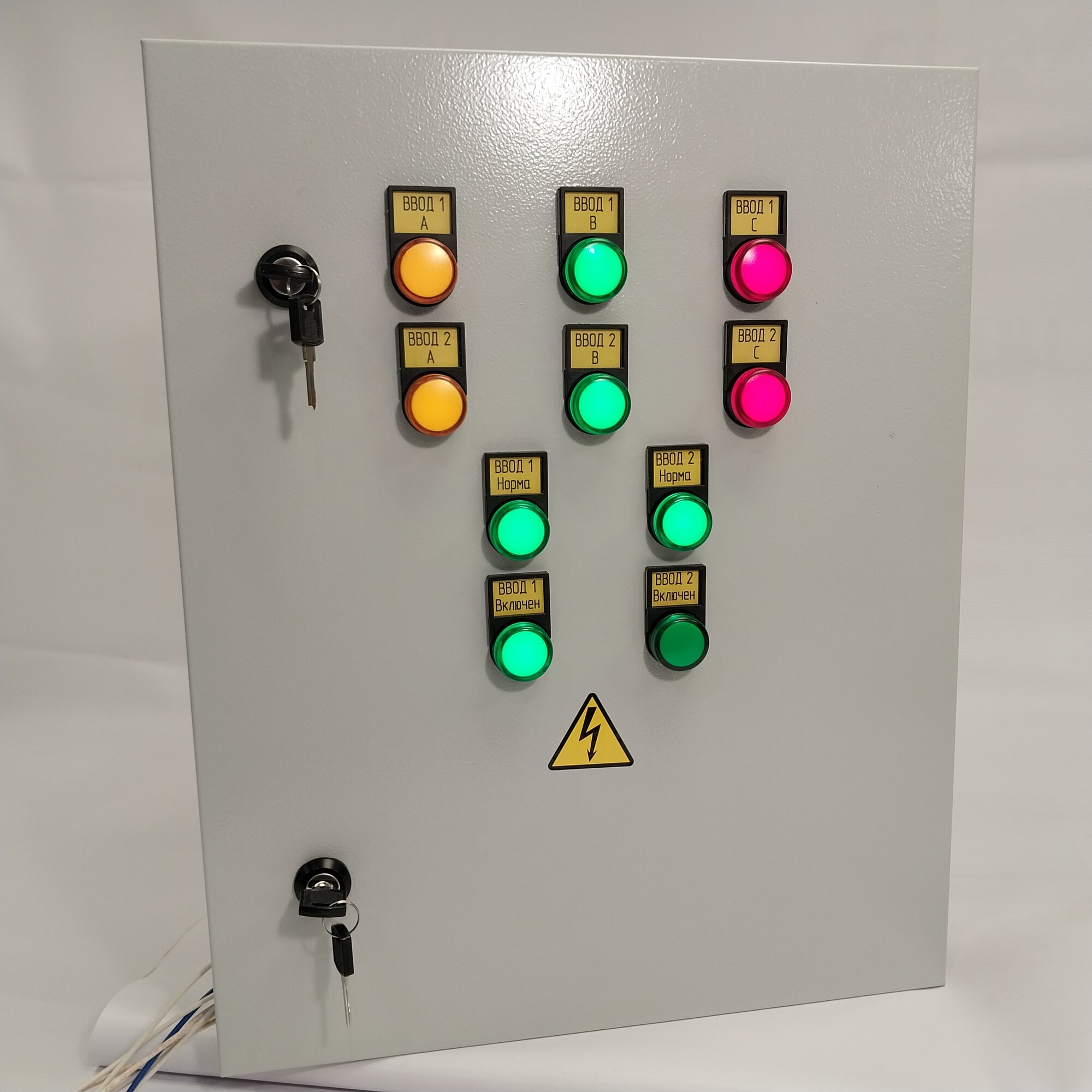 Шкаф АВР ЭП 25-1.1 IP54. Два ввода. Ток 25А. Автоматический ввод резерва. Отходящие группы. Два реле контроля фаз.