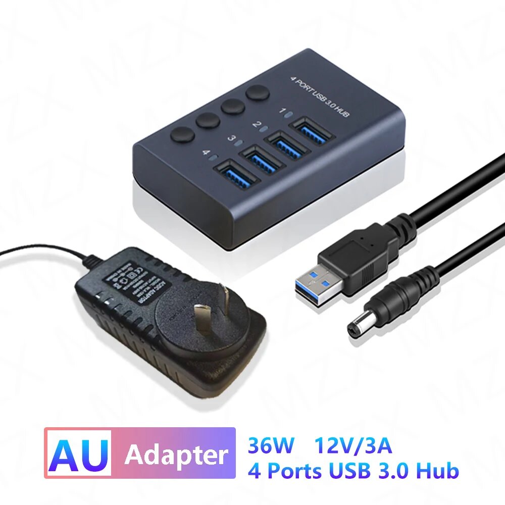 USB 3.0 хаб 10 портов алюминиевый 4 Ports HUB AU