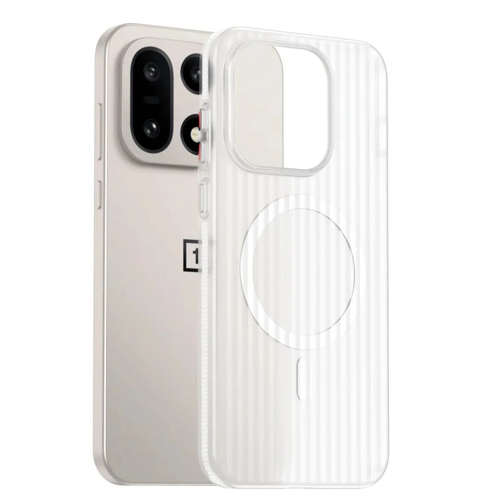 Ультратонкий магнитный чехол с полосками для MagSafe для OnePlus 15T 13T OnePlus 15T, Белый, WHITE