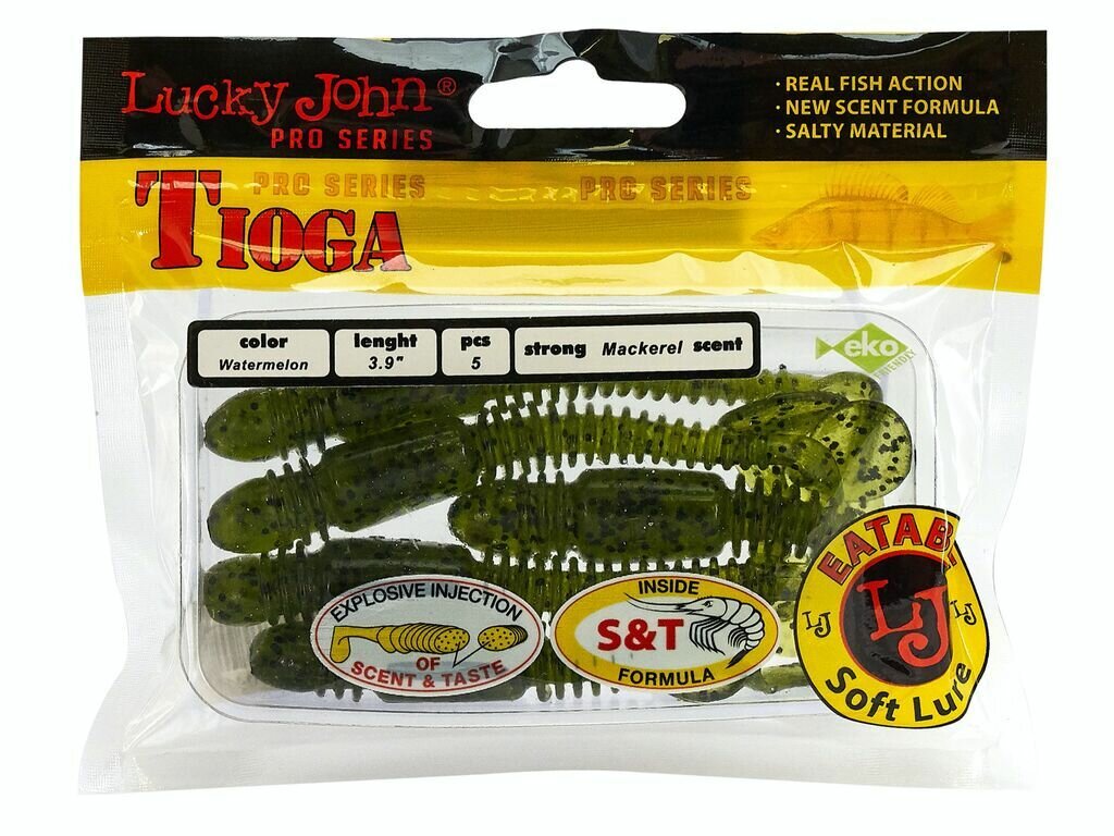 Виброхвосты "съедобные" Lucky John Pro Series TIOGA 3.9in (10 см), цвет PA01, 5 шт. / силиконовые приманки для рыбалки