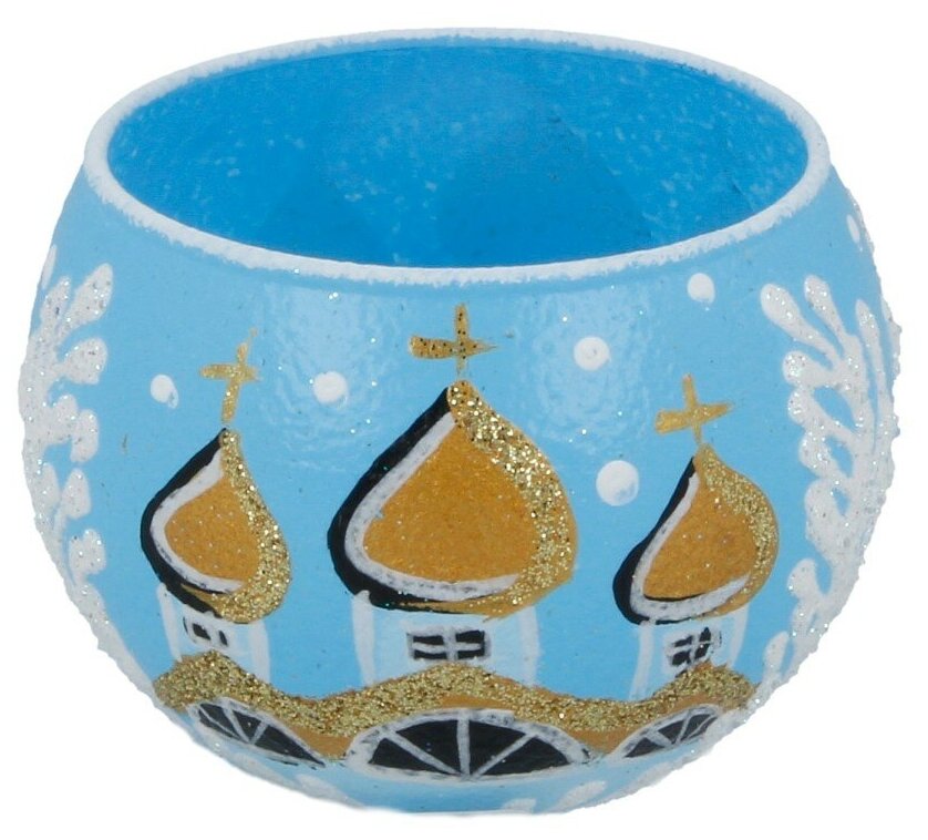 Яблоко-С Подсвечник декорированный Шар, высота 6 см, рисунок 42, интерьерный