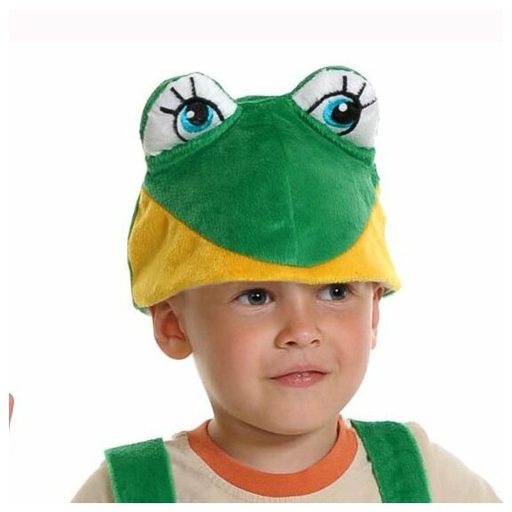 Шапочка Карнавалофф "Лягушонок" 4075, для мальчиков, размер 52-54, цвет зеленый/бежевый