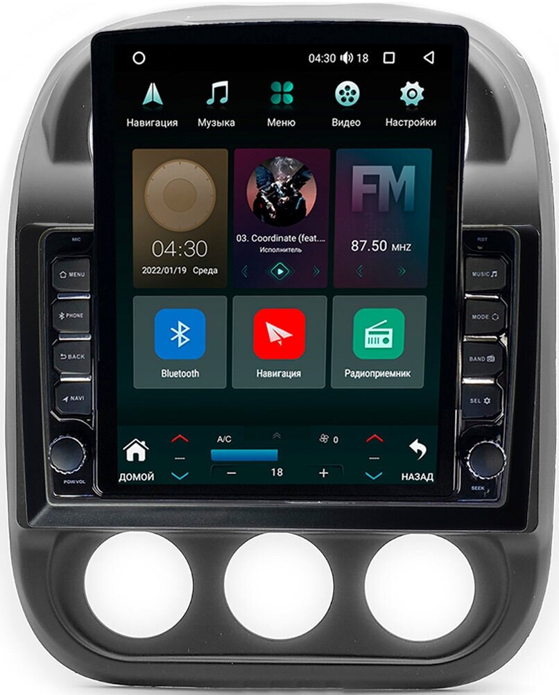 Штатная магнитола Jeep Compass, Liberty (Patriot) 2009-2016 Canbox H-Line 5613-10-810 Android 10 (4G-SIM, 6/128, DSP, QLed, Tesla)