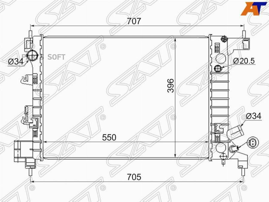Радиатор Chevrolet Aveo 11-15 / Ravon R4 16-20 SAT SG-CV0011-3 | цена за 1 шт