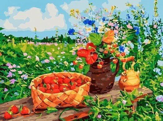 Раскраска по номерам Белоснежка #930-AS Сказка про клубнику, 40 х 30 см