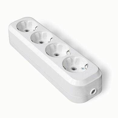 Колодка 4 гн. с з/к 16А 250В (белая, корп. PS) IONICH