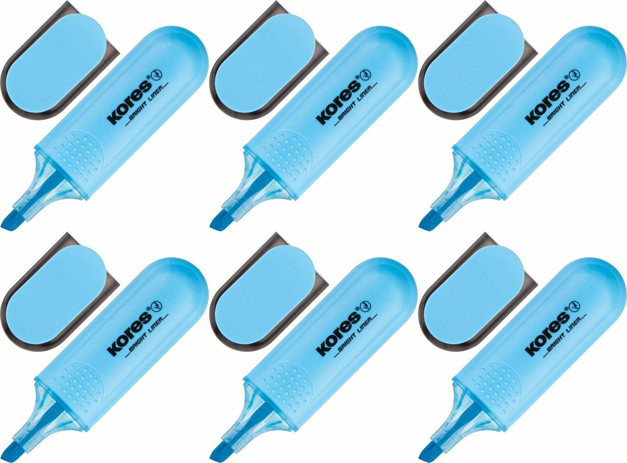 Kores Текстовыделитель Bright Liner Plus, синий, 0.5-5 мм, 6 шт