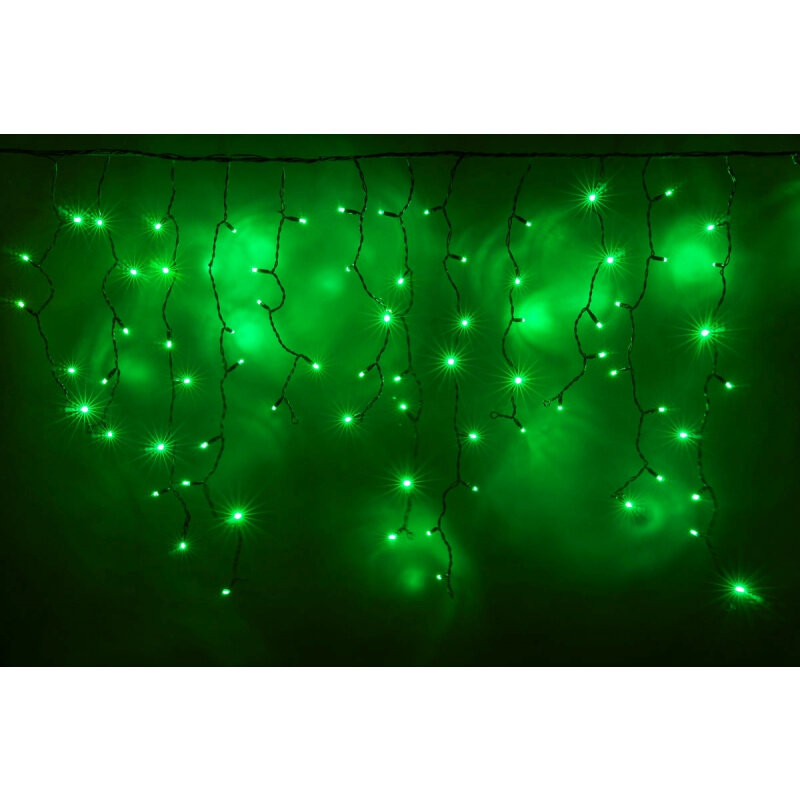 LED-RPL-200(50x4)-230V-G/BL-F зеленые LED/черный провод зеленый Flash. Гирлянда бахрома Neo-Neon