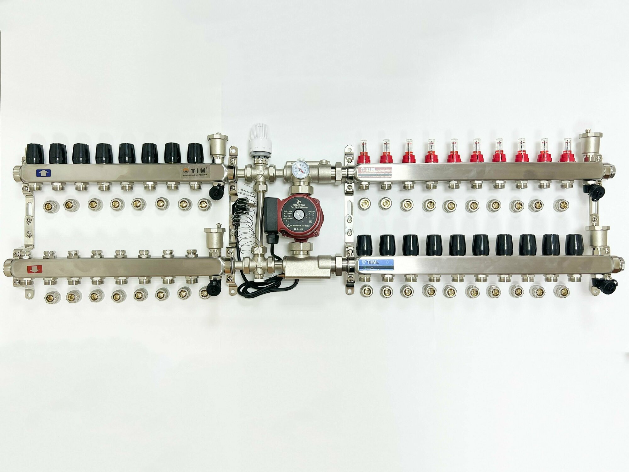 Комплект для подключения тёплого водяного пола на 10 выходов и радиаторов отопления 8 шт
