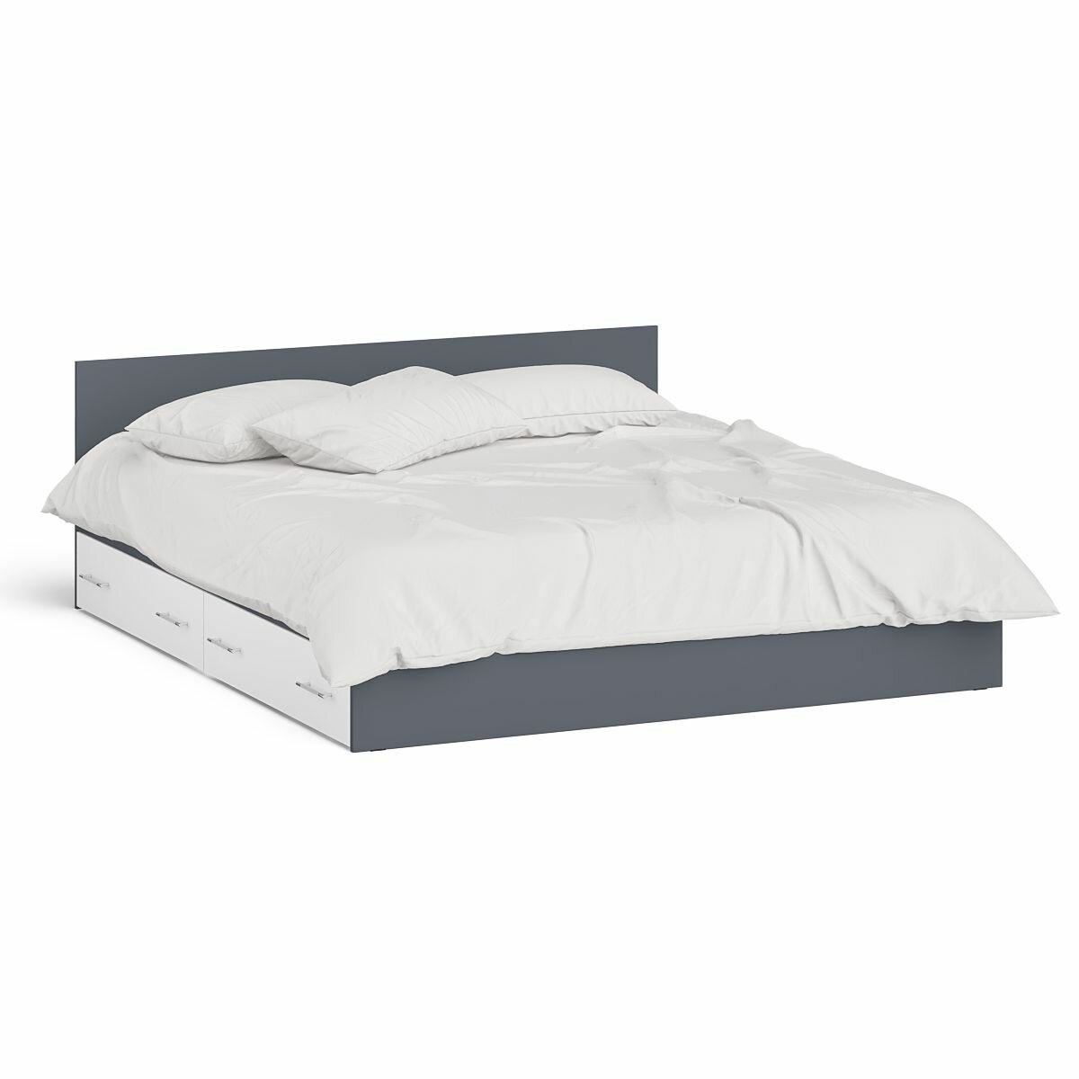 Кровать двуспальная с выдвижными ящиками Мори 1800 цвет графит/белый