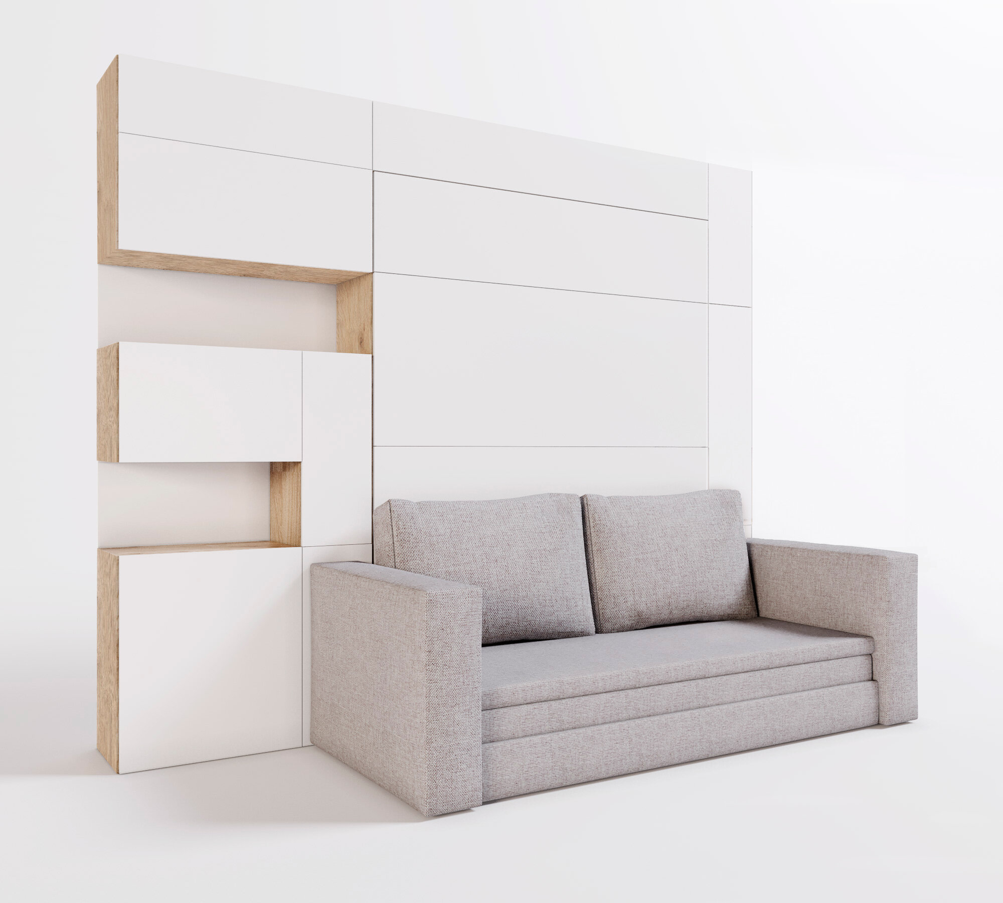 Шкаф кровать-трансформер с диваном Летто Максима Гранде 1600 исполнение 1/3 Сканд