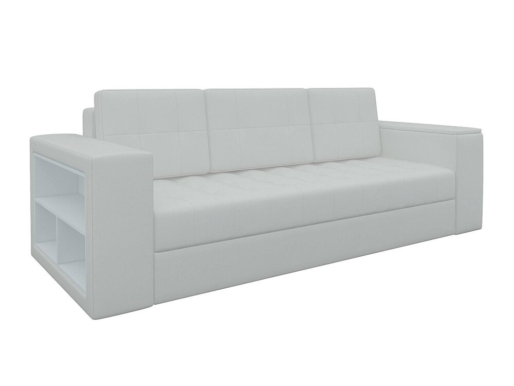 Прямой диван Пазолини Белый, еврокнижка, 234х103х71 см, с ящиком для белья
