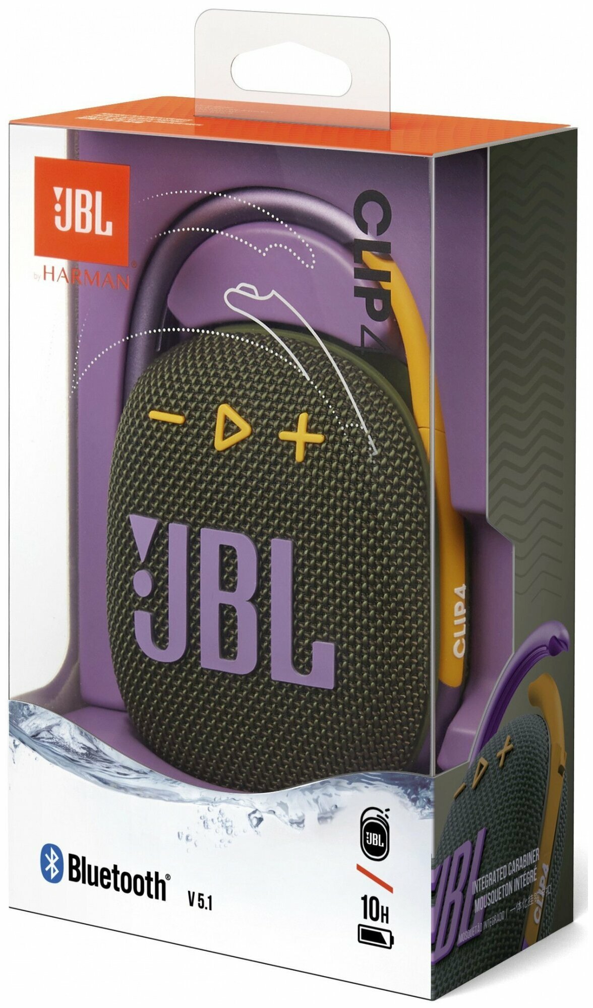 Портативная акустика JBL Clip 4, 5 Вт, зеленый/ Bluetooth колонка
