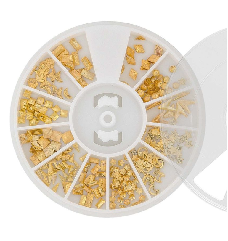 Набор металлического декора для ногтей Nail Art №16, золотистый
