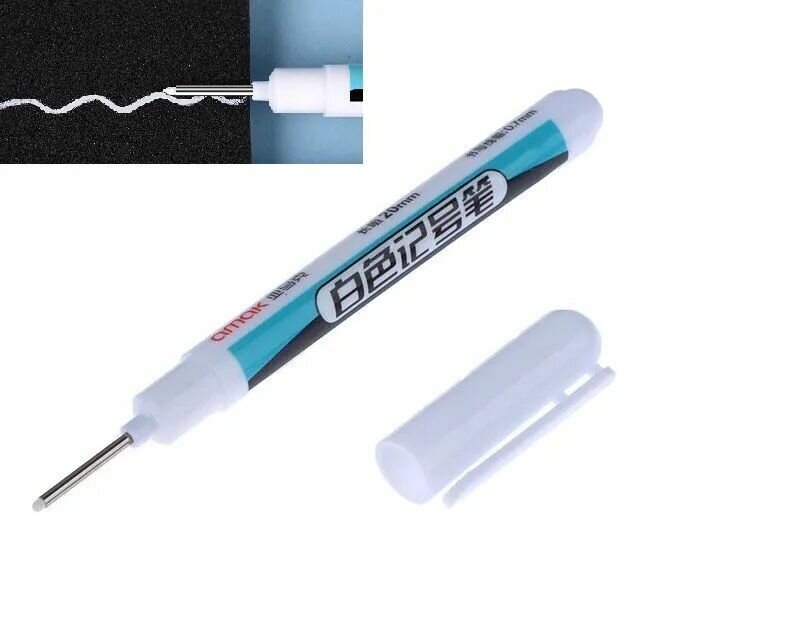 Маркер перманентный строительный с длинным стержнем белый