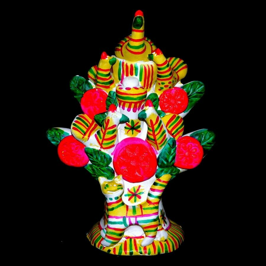 Дерево 1, Свистулька 14-18 см, Филимоновская глиняная игрушка, ручная авторская работа