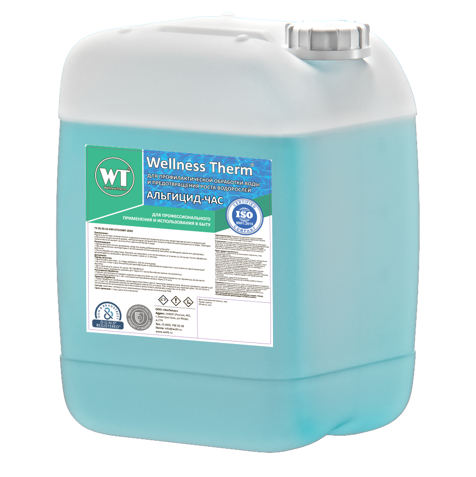 Альгицид Wellness Therm "Альгицид Час", для дезинфекции бассейна, 10л