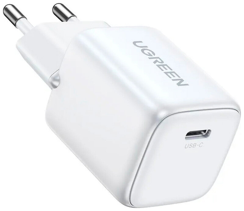 Сетевое зарядное устройство Ugreen CD318 (15324) Nexode Mini 20W, USB-C PD GaN Fast Charger EU. Цвет: белый