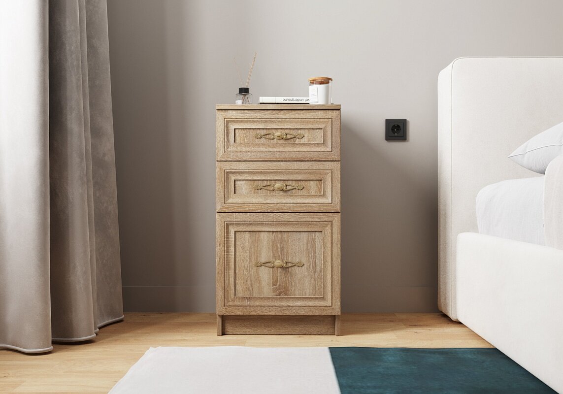 Тумба МебельЛэнд24 Карлос - 012 Дуб Сонома 40x45x75 дуб светлый напольная