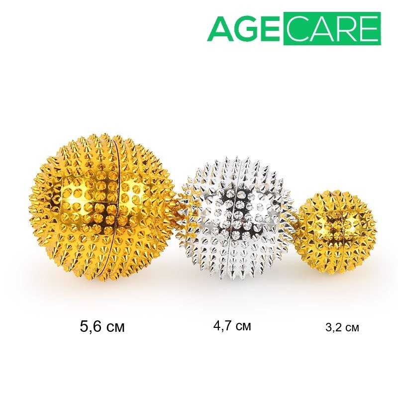 Аппликатор акупунктурный в виде шара "Золото", пара 32мм, NZ-0543, Age Care