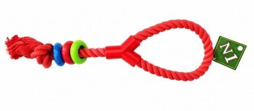 Игрушка Грейфер с петлей и цветным кольцом N1 для собак ГР361, 42см, красный