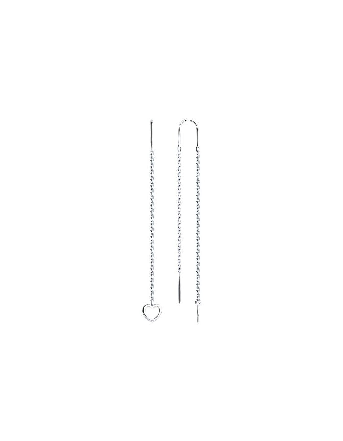 Серьги цепочки, серебро, 925 проба, родирование