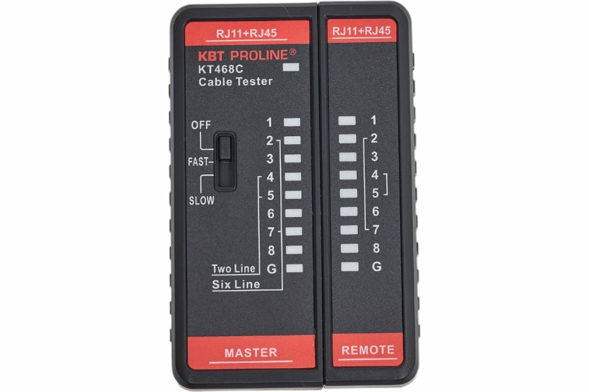 LAN-тестер КВТ PROLINE KT468C 88552, для витой пары и телефонных кабелей