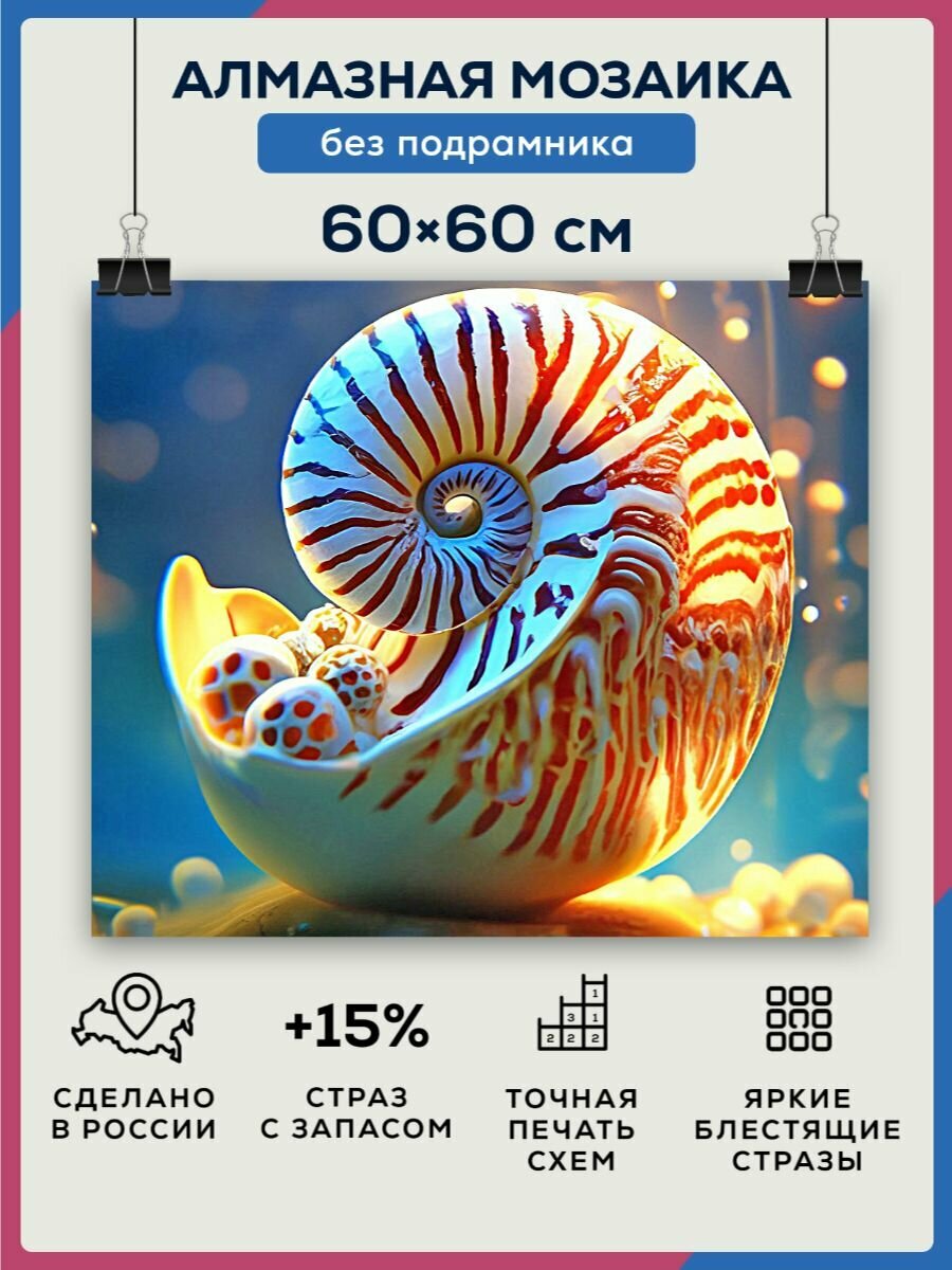 Алмазная мозаика 60x60 Наутилус без подрамника