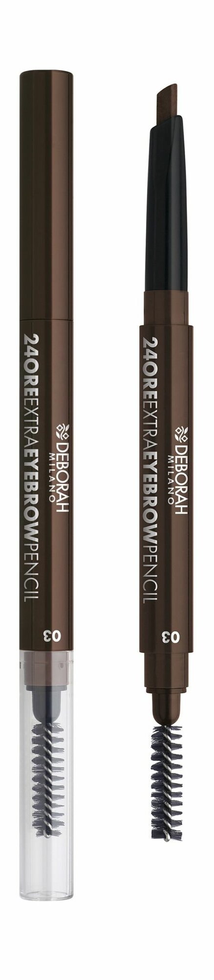 DEBORAH MILANO Карандаш-стайлер для бровей стойкий 24 Ore Extra Eyebrow Pencil, 0,22 г, 03 Темный