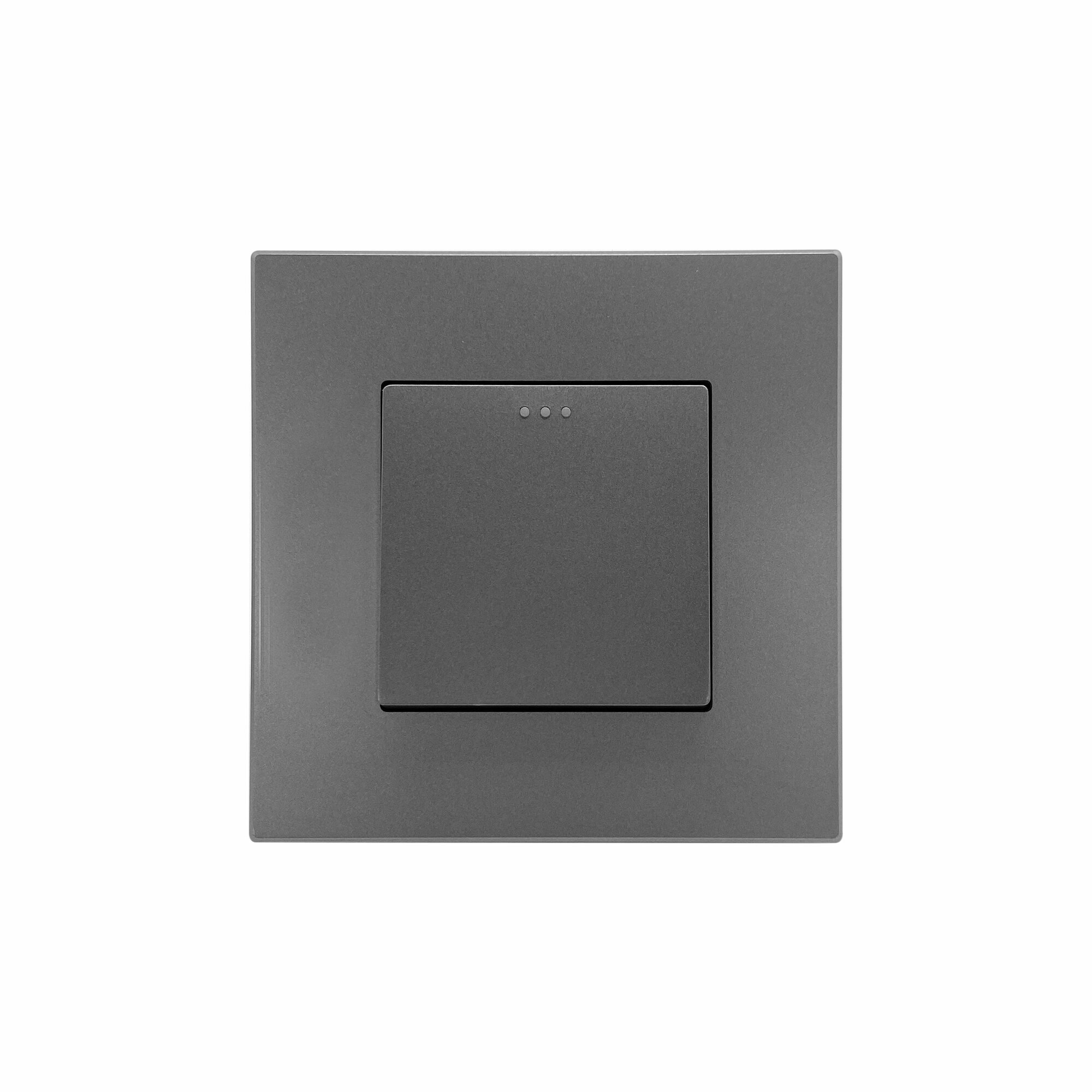 Выключатель одноклавишный KLUST Basic механический с рамкой из пластика серый матовый
