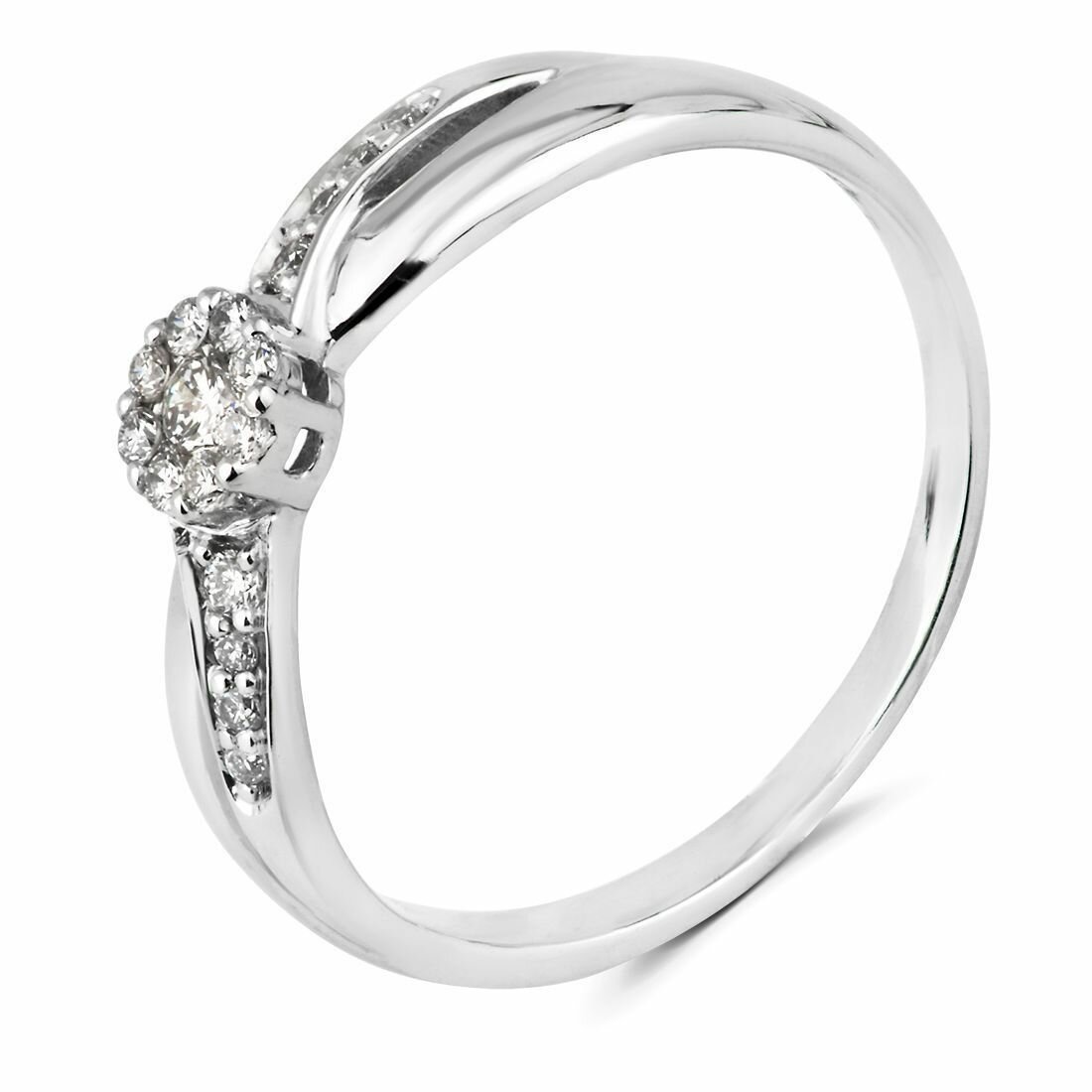 Кольцо помолвочное, белое золото, 585 проба, родирование, бриллиант