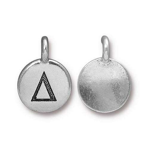 Подвеска, 16.5х12мм, TierraCast, буква Дельта, базовый материал - оловянный сплав, посеребренная с чернением, 2 шт.