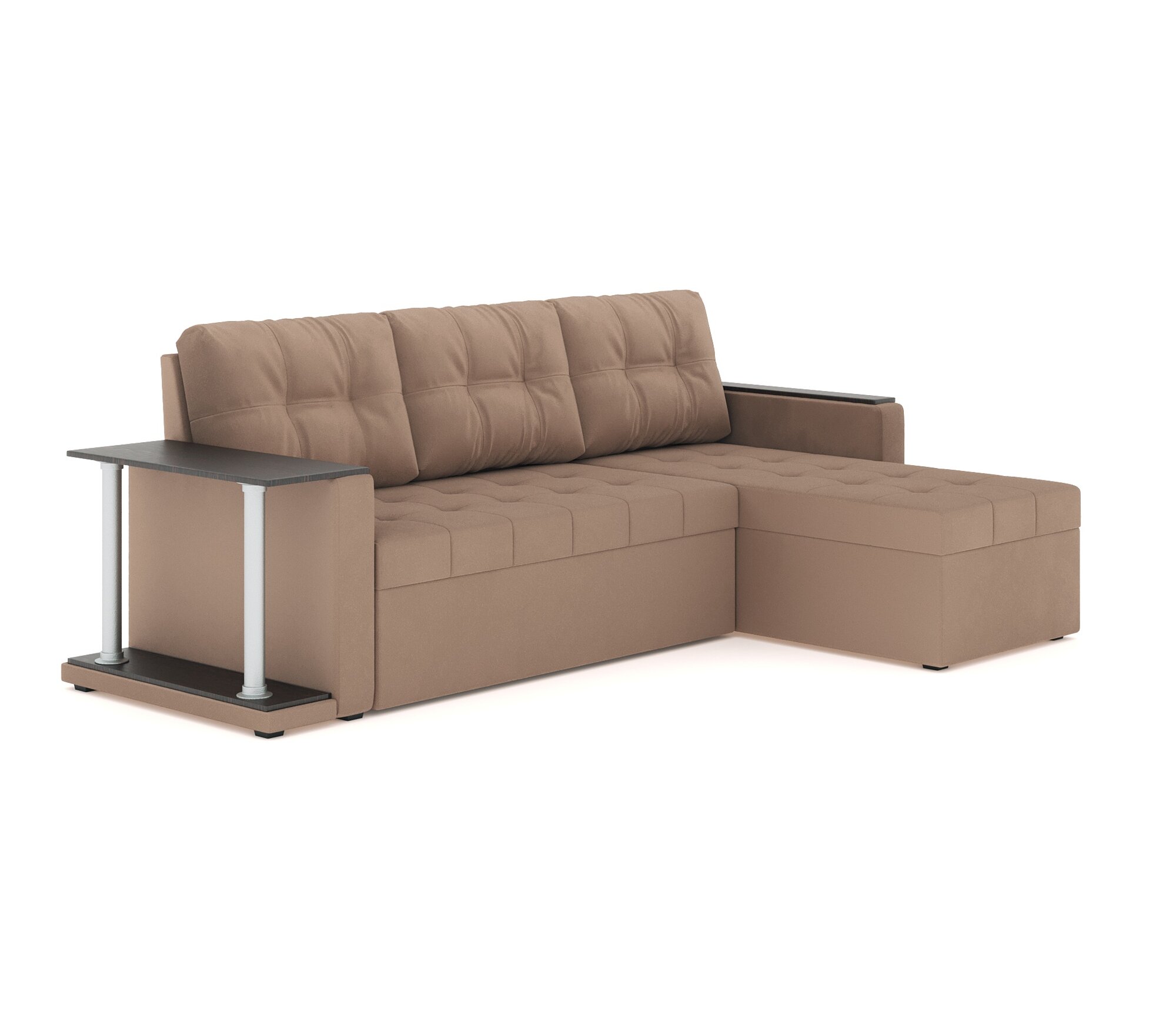 Угловой диван Атланта D@E Factory , 140х200, Велюр бинго десерт, ППУ, Дельфин